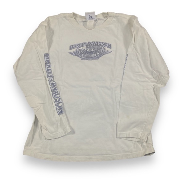 Harley-Davidson | Tops | Harley Davidson Long Sleeve Tshirt Pompano Florida Small White Grey ...
